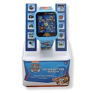 Accutime Kids Nickelodeon Paw Patrol Blue Educational Learning Touchscreen Smart Watch Toy for Toddlers, Boys, Girls - Selfie Cam, Games, Alarm, Calculator, Pedometer (Model: PAW4316AZ)
