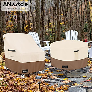 ANartcle Round Patio Table Covers 50inch,100% Waterproof 600D Heavy Duty Round PatioTable Cover,Round Patio Table Covers for Outdoor Furniture,50&quot; Dia x 23&quot; H,Beige&amp;Brown.