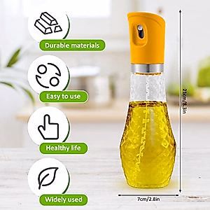 Rnlawks Oil Sprayer 260ml Refillable Oil Spray Bottle Glass Olive Oil Sprayer Mister Portable Oil Vinegar Spritzer Sprayer Bottle Oil Dispenser Mister Kitchen Gadgets for Cooking Baking(yellow)