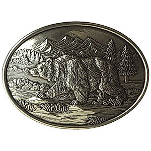 Nocona Men's Oval Bear Buckle, Silver, One Size