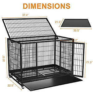 BOLDBONE 48/42/38 inch Heavy Duty Indestructible and Escape-Proof Dog Crate Cage Kennel for Large Dogs, High Anxiety Dog Crate with Removable Crate Trays, Wheels and Double Door, Extra Large XL XXL