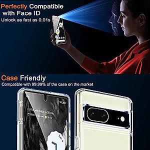 IMBZBK [4+4 Pack] for Google Pixel 7 Screen Protector 4 Pack 9H Tempered Glass 4 Pack HD Camera Lens Protector Cover Accessories Protection Case Friendly Mounting Frame Support fingerprint Rreader