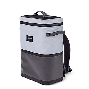 Igloo Reactor Portable 24-Can Soft Sided Insulated Leakproof Waterproof Zipper Backpack Cooler Bag with Padded Shoulder Straps for Hiking, Camping, Fishing, & Picnic, Gray Asphalt