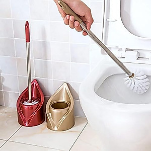 Bathroom Toilet Bowl Brush and Stand Floor Stand Toilet Cleaner Brush Stainless Steel Long Handle Toilet Brush Two Choices