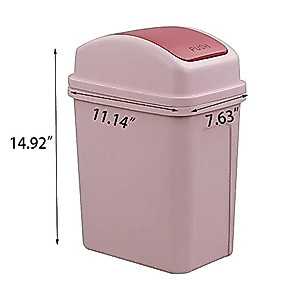 Minekkyes 3 Gallon Plastic Garbage Can, Kitchen Trash Can with Swing Lid, Pink