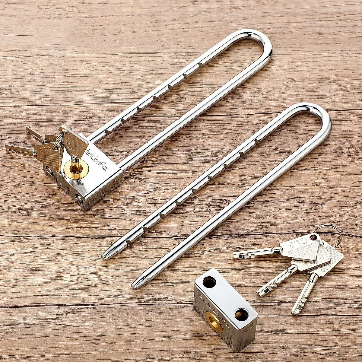 Photect 2 Pack Long Shackle Padlock with Key 2 Inch Solid Brass Removable Adjustable Length Silver Shackle for Gates, Cabinets, Safe Boxes, Bike Lock