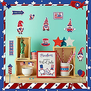 45 Pieces 4th of July Gnomes Bulletin Board Cut Outs Set Patriotic Independence Day Paper Decor Bulletin Board Cutouts Memorial Day Decor for Farmhouse Home Classroom Party