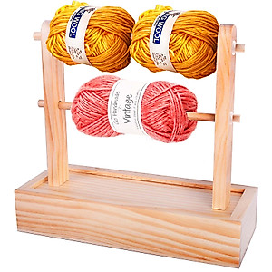Viredelo Yarn Holder Dispenser for Crocheting,Crochet Yarn Holder with Storage Box,Twizzter Portable Yarn Holder,Yarn Holder for Crocheting,Handmade Wood Yarn Dispenser,Yarn Ball Holder,Burlywood