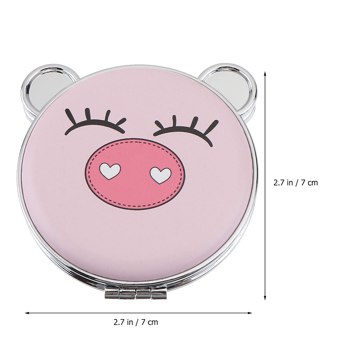 HEALLILY Womens Wallet Double- Sided Hand Mirror Pig Makeup Mirror Portable Foldable Double Sided Round Mirror Purse Handbag Cosmetic Mirror for Women Ladies Style 2 Compact Vanity Mirr Travel Wallet