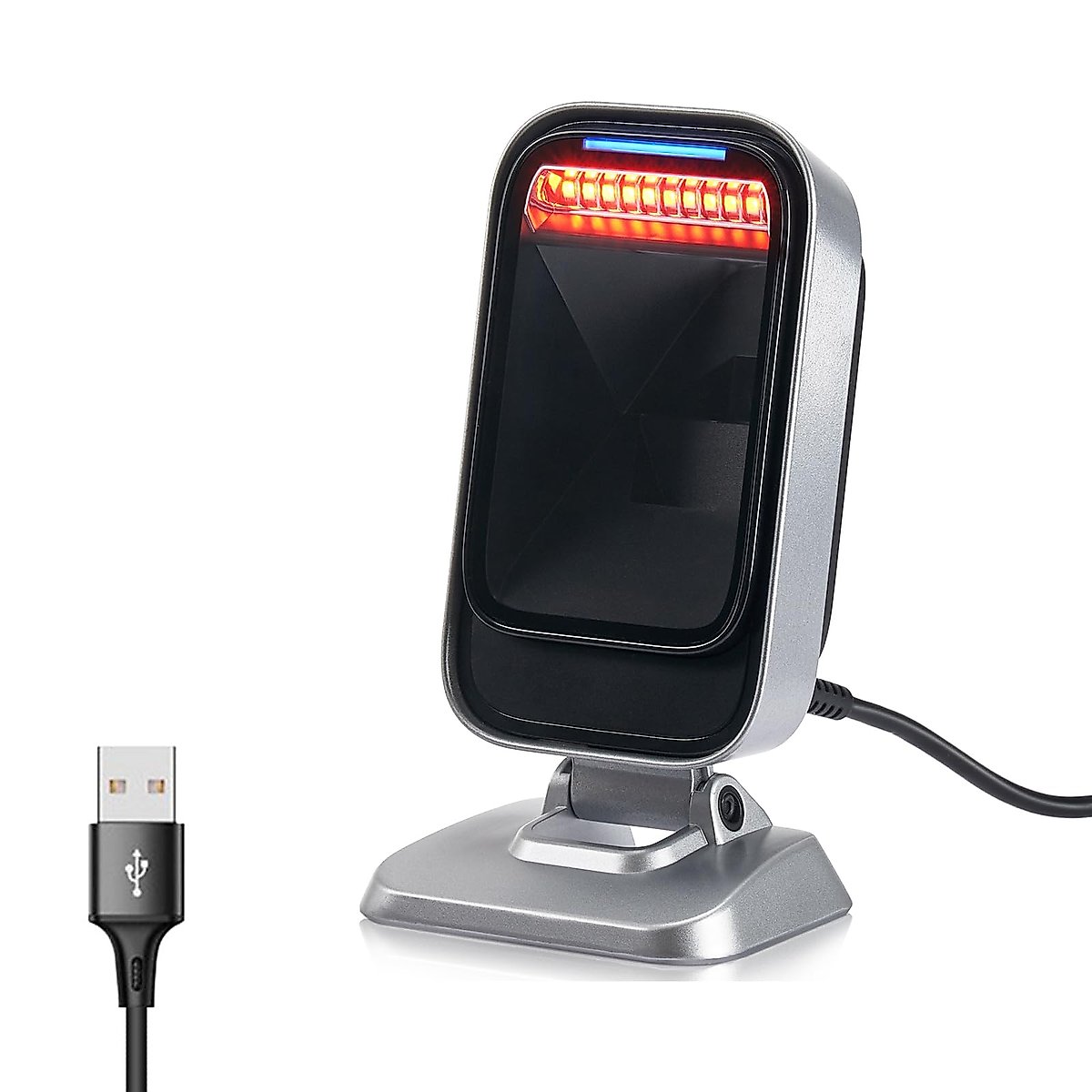 MUNBYN 1D 2D Barcode Scanner IOBC01 Hands-Free Barcode Scanner Omnidirectional PDF417 Data Matrix QR USB Wired Reader, Auto/Manual Destktop Scanner Support Paper/Screen Barcode, Plug & Play