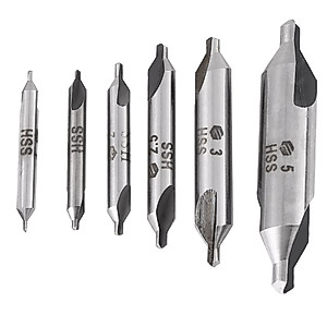 6pcs 1/1.5/2/2.5/3/5mm 60 Degree Triton Stainless HSS Center Drill Bit Set Lathe Mill Combined Centre Drill Countersink for Metal