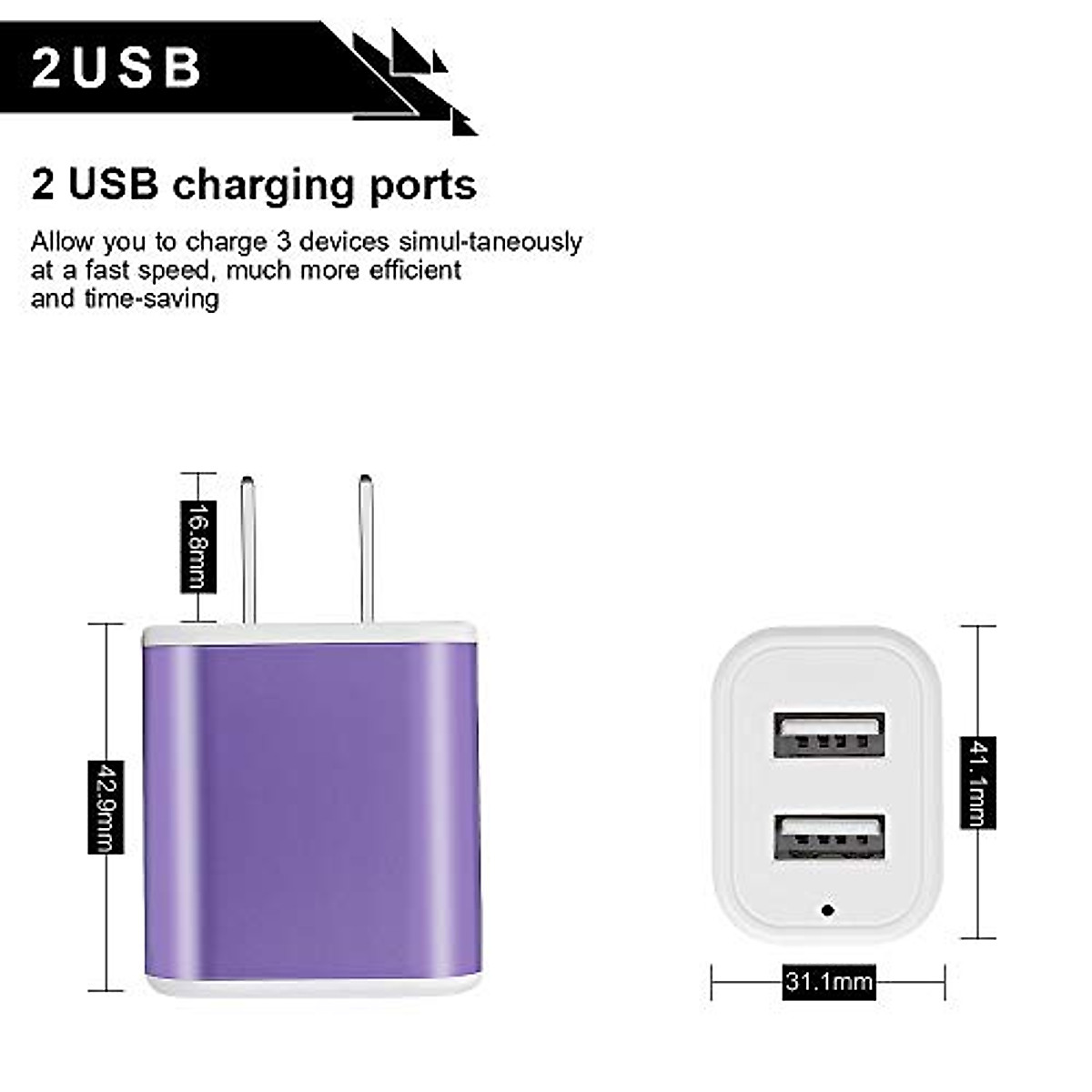 USB Charging Block, Charger Plug+6ft Micro USB Cable Android Fast Charger Compatible with Samsung Galaxy S7 S6 Edge J8 J6 J5 J4 J3 J2 J7 V/Sky Pro/Crown/Star/Refine, LG Stylus 3/Stylo 3 2, Kindle fire