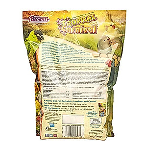 F.M. Brown's Tropical Carnival, Gourmet Bird Food for Cockatiels, Lovebirds, and Conures, Vitamin-Nutrient Fortified Daily Diet, 3 lb