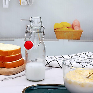 Accguan 8oz Glass Bottle,Beer Bottle with Flip-top Airtight Lid for Kombucha, Kefir, Vanilla Extract, Beer, Beverages, Oil, Vinegar, Beer, Soda,Leak Proof(12pcs)