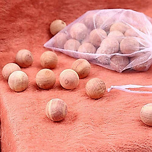 Tiamu Cedar Balls for Closets and Drawers Natural Cedar Balls for Clothes Storage 48PCs with 2 Satin Bags
