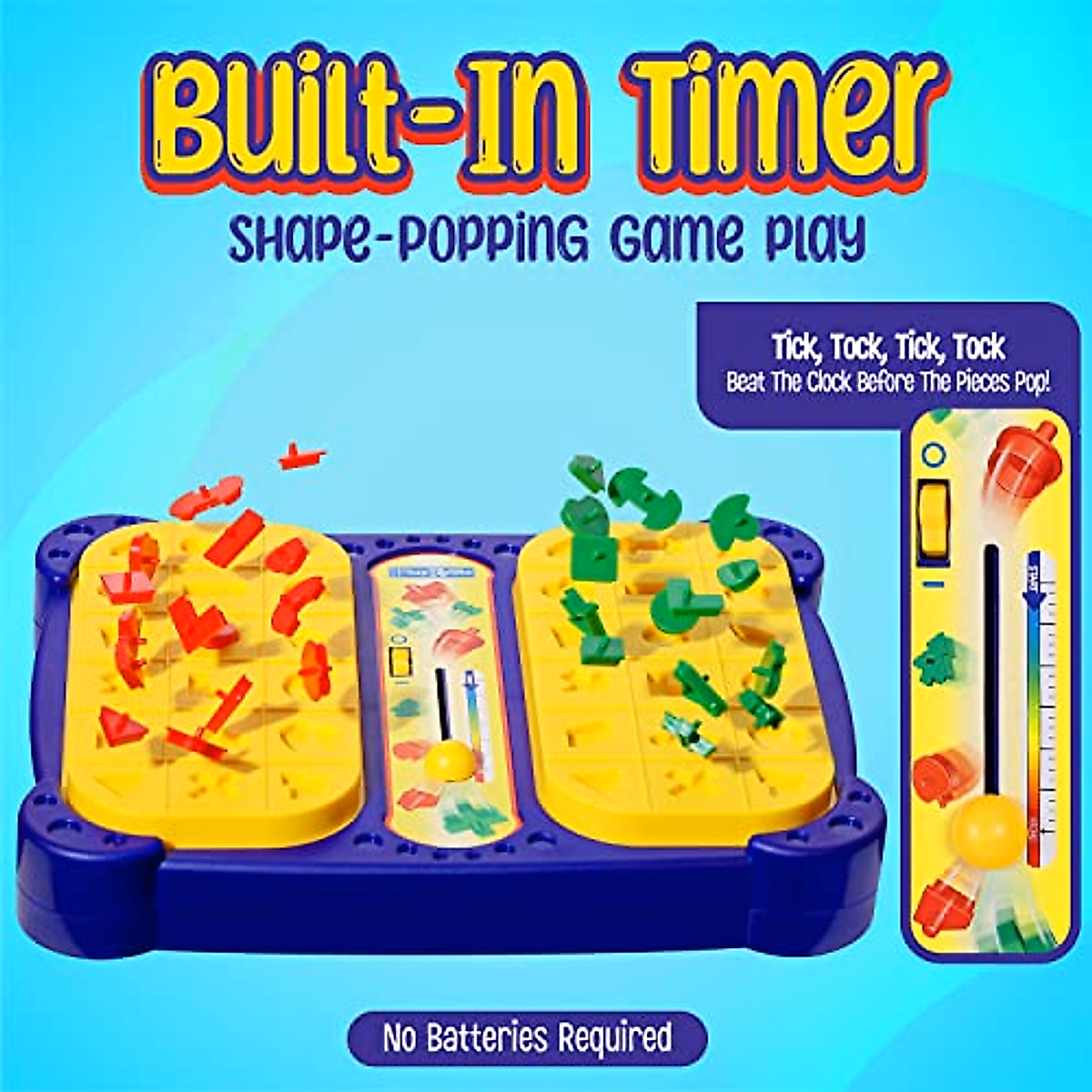 PlayRoute Shape Pop Up Board Game | 1 and 2 Player Game for Kids Ages 4-6-8+ | Educational Classic Board Game Shape Matching Puzzle Toys for Boys & Girls