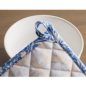 Maison d' Hermine Oven Mitt + Pot Holder 100% Cotton Heat Resistant Kitchen Oven Gloves (7.5"x13") & Hot Pads (8"x8"), Chef, Women & Men Parties, Birdies On Wire - Spring/Summer