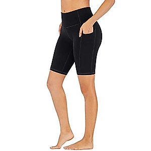 TOREEL 2 Pack Biker Shorts Women with Pockets 8" High Waisted Tummy Control Workout Shorts for Women Spandex Compression Exercise Shorts