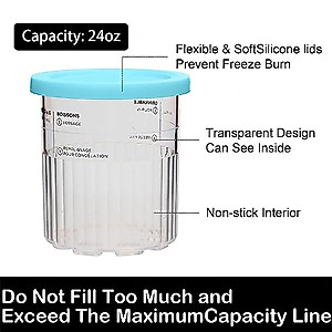 VRINO Creami Deluxe Pints, for Ninja Creami Deluxe,24 OZ Creami Deluxe Pints Bpa-Free,Dishwasher Safe Compatible with NC500,NC501 Series Ice Cream Makers
