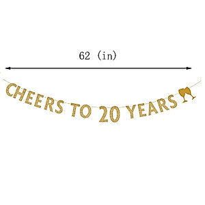 MAGJUCHE Gold glitter Cheers to 20 years banner,20th birthday party decorations