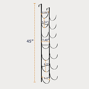 XRMAO Over The Door Towel Racks with Adjustable Door Hooks, Metal Wall Mounted Towel Holder,7-Tier Rolled Towel Organizer for Bathroom, Laundry Room, Black