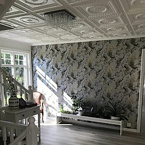 From Plain To Beautiful In Hours 210 Laurel Wreath PVC 2' x 2' Lay-in or Glue-up Ceiling Tile, Pink Lady, 50 Piece