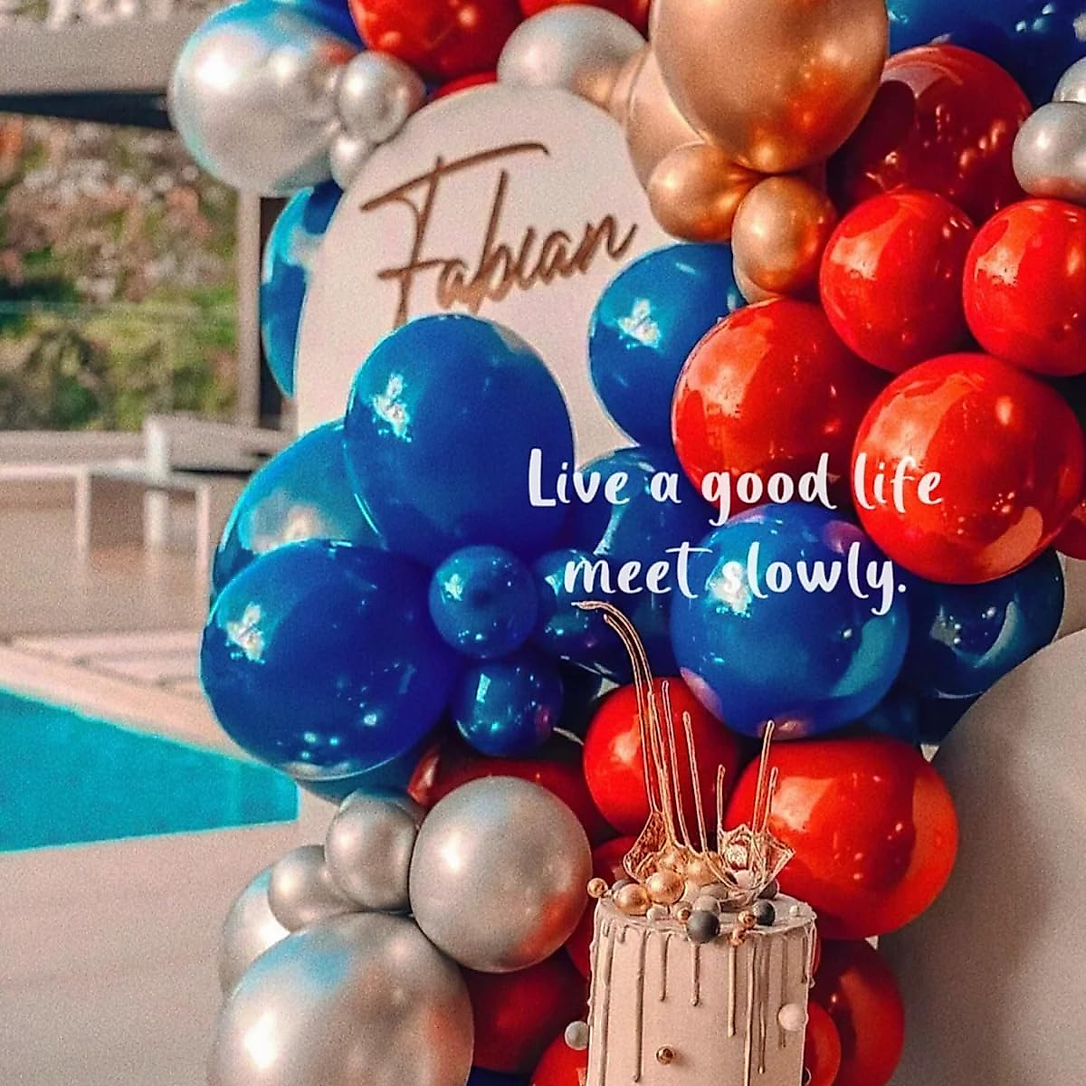 MABAY Blue Red White Balloons Arch Garland Kit, 147 Pcs Royal Blue Red White Confetti Blue Red Balloon for Graduation Birthday Party Baby Shower Wedding Decorations