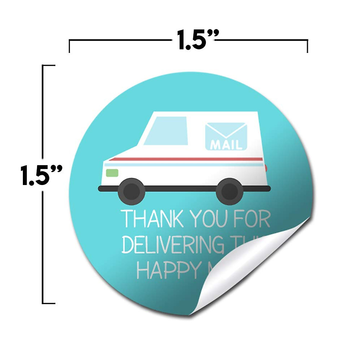 Happy Mail Themed Thank You Postal Worker Appreciation Sticker Labels for Small Businesses, 60 1.5" Circle Stickers by AmandaCreation, Great for Envelopes, Postcards, Direct Mail, & More!