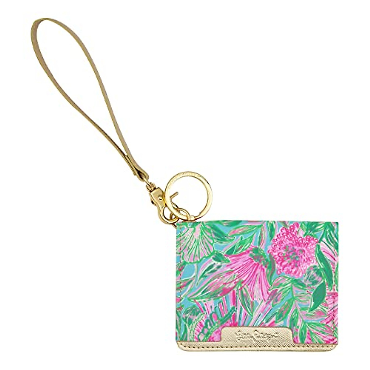 Lilly Pulitzer Snap ID Card Case, Cute Keychain Wallet, Slim Credit Card Holder with Wristlet Strap, Coming in Hot