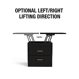 YOURLITE 2 in 1 Upgrade Nightstand with Lifting Top and End Table, Bedside Desk Height Adjustable Laptop Table with 2 Drawer Storage Cabinet Removable End Table for Bedroom, Home (Black)