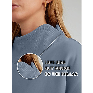 Trendy Queen Womens Oversized Sweatshirts Turtleneck Pullover Long Sleeve Hoodies Tops Fall Fashion Outfits 2025 Clothes GreyBlue M