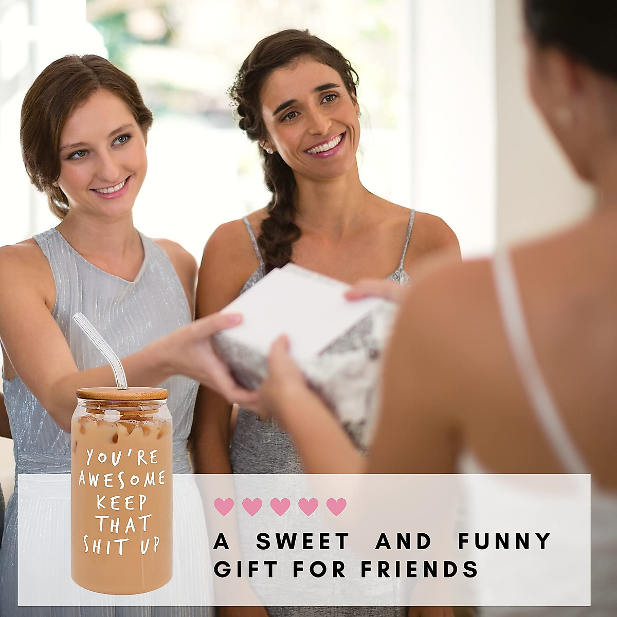 Friendship Gifts for Women Friends - Gifts for Friends Female, Gifts for Best Friends Women, Friend Gifts for Women - Birthday Gifts for Women Friendship, Mothers Day Gifts for Friends - Can Glass