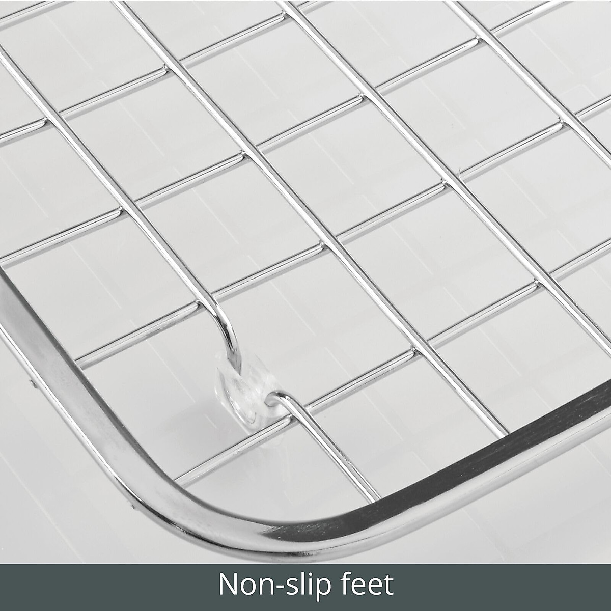 mDesign Modern Metal Wire Protective Kitchen Sink Raised Drying Mat/Grid for Countertop - Dry Dishes, Cups, Plates, Mugs - Easy to Clean - Unity Collection - 2 Pack - Chrome