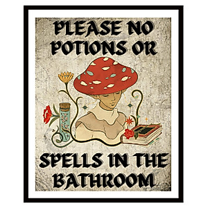 Roxbury Row Witchy Bathroom Decor | Fairycore Room Decor | Cottagecore Wall Decor | Witchy Room Decor Aesthetic Vintage, Witch Decor Aesthetic, Halloween Bathroom Decor (8x10 Unframed)