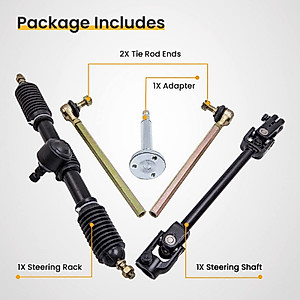 Tuningsworld Go-Kart Steering Wheel Kit, Adjustable Shaft Gear Rack Pinion Tie Rod Rack Steering Wheel Parts Assembly for 110CC Go Kart