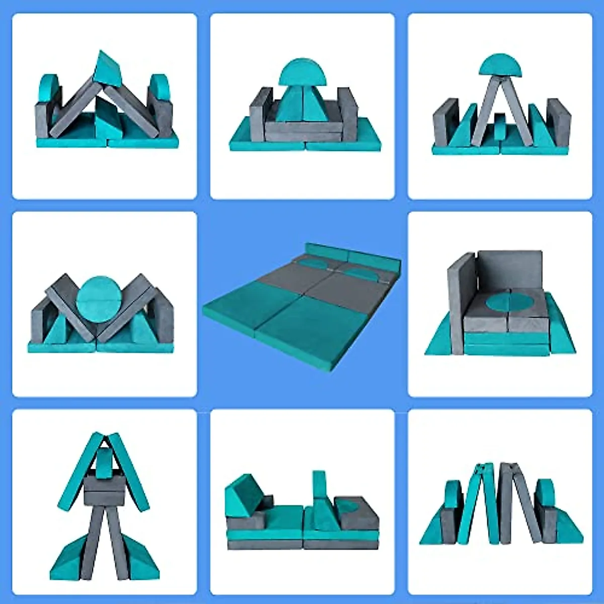 RELIANCER 8PCS Modular Kids Play Couch,Kid's Foam Couches for Playroom,Toddler to Teen Sectional Sofa Play Set,Childrens Nugget Couch,Playhouse Foam Block Playset,Fort Couch,Baby Climbing Couch Set