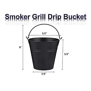 Big Part Black Grease Drip Bucket with12-Pack Disposable Foil Liner Kit Replacement Parts for Oklahoma Joe's, Also Fits Most Wood Pellet Grill & Offset Smokers, White-Black