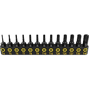 LEXIVON Tamper Proof Torx Bit Set, Premium S2 Alloy Steel | 13-Piece Security Star Bits, T4 - T40 | Precision CNC Machined (LX-301)