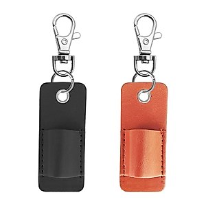2 Pieces Pen Lanyard Holder, Pen Holder for Lanyard Pen Holder for Clipboard with Clip PU Leather Exquisite Workmanship Anti-lost Leather Pen Holder for Badge Clipboard (Black and Brown)