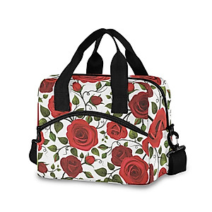 ALAZA Red Roses(c4) Lunch Bags for Women Leakproof Crossbody Lunch Bag lunch Box Lunch Cooler Bag for Women,Nurse,Teachers(226ya6a)