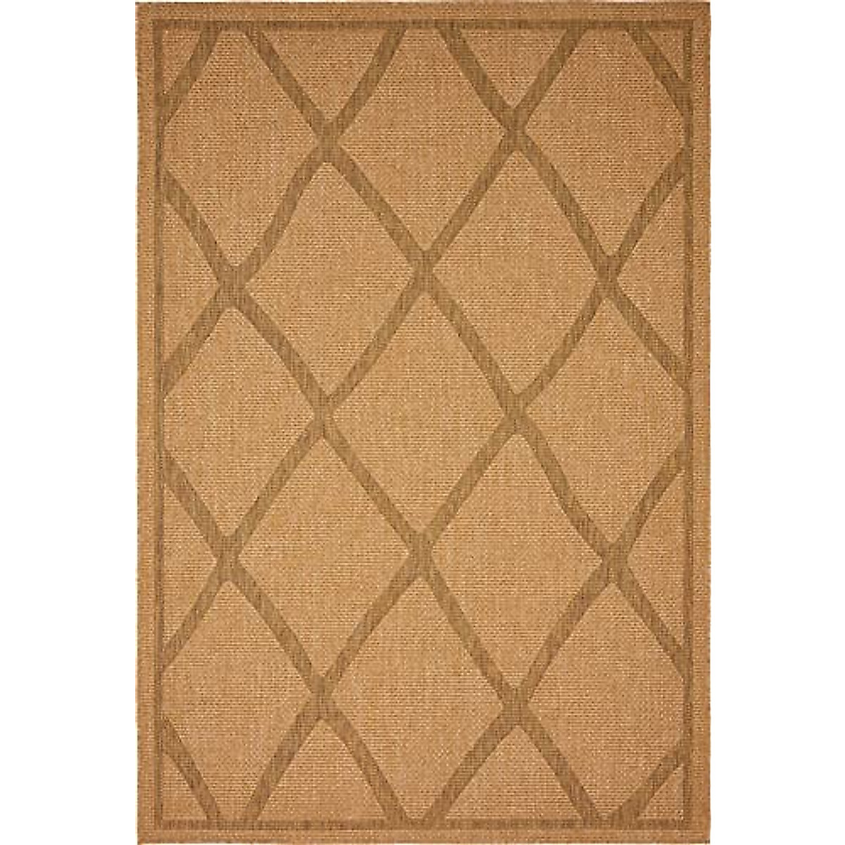 Unique Loom Trellis Collection Area Rug-Geometric Lattice Design, Moroccan Inspired for Indoor/Outdoor Décor, 6 ft x 9 ft, Light Brown/Brown