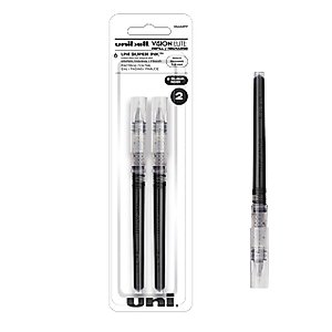 uni-ball Vision Elite Rollerball Pens Bold Point, Black Refills, 0.8mm (Pack of 2)