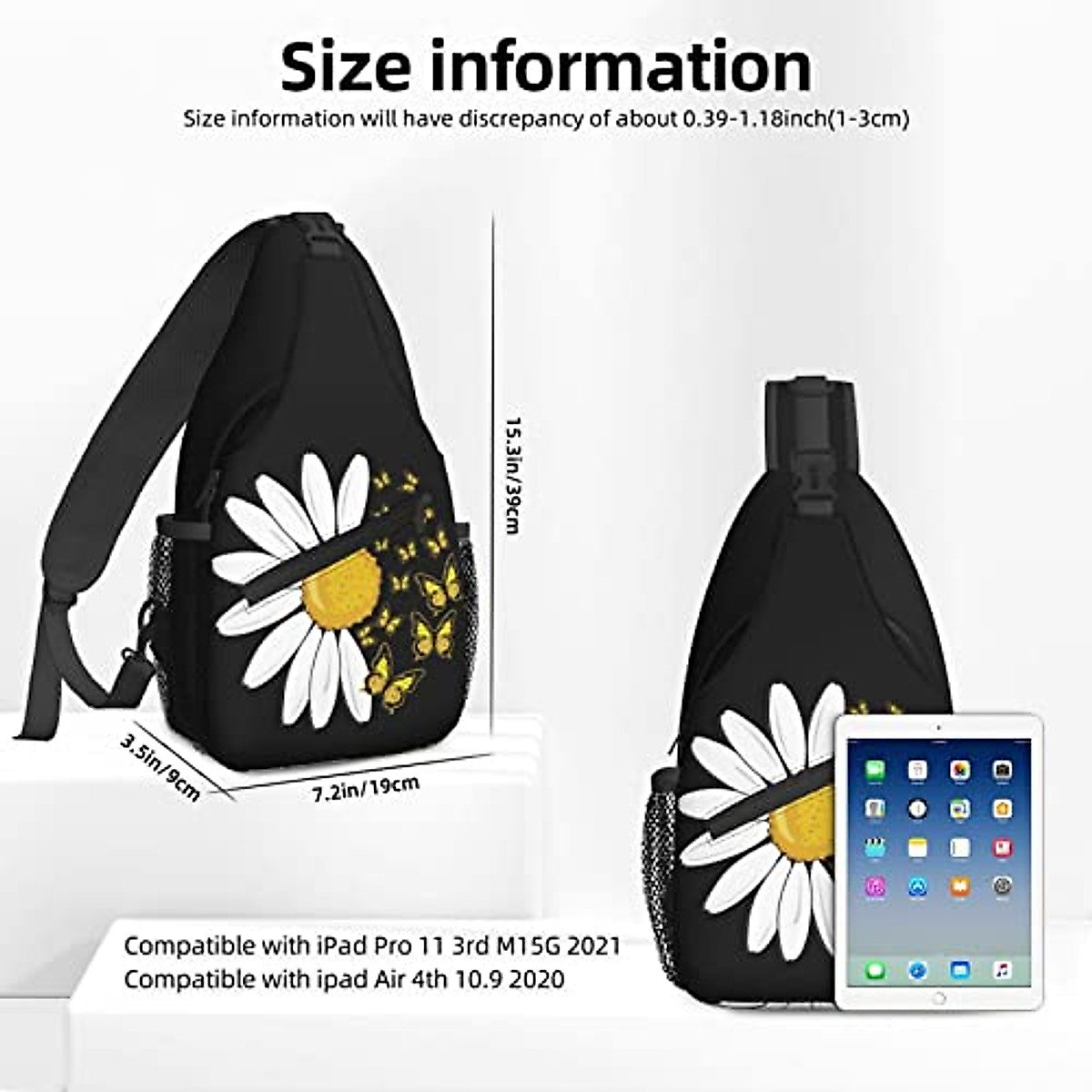 NiuKom Sunflower Daisy Butterfly Crossbody Bags for Women Trendy Sling Backpack Men Chest Shoulder Bag Gym Cycling Travel Hiking Daypack