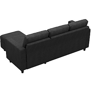 Belffin L Shaped Couch, Convertible Sectional Sofa with Linen Fabric, Modern Couch with Reversible Chaise for Living Room and Small Space, Dark Grey