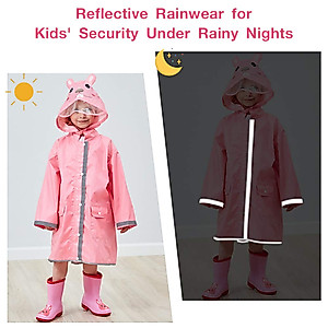 SSAWcasa Kids Rain Wear,3D Cartoon Children Toddler Raincoat Jacket Poncho for Boy Girl (M, Pink)