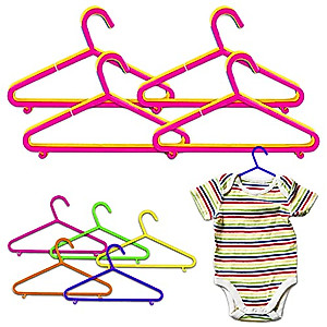 Little Mimos Plastic Baby Hangers 40 Pack-11.75 Inch Wide Baby and Childrens Clothing Hangers | Assorted Colors Pink,Green,Yellow,Orange,Blue