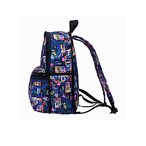 LeSportsac Sunlit Stroll Basic Backpack/Rucksack, Style 7812/Color E436, Vibrant & Artsy Illustrations of Charming & Exotic Destinations/Vignettes, Colorful Mosaic Art Tile Accent
