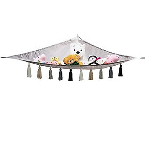 OCIOLI Stuffed Animal Storage Stuffed Animal Net or Hammock Macrame Toy Hammock with Colorful Tassels & Wooden Beads Decor Stuffed Animal Hammock for Kid Room,Playroom,Nursery Room(Grey color)