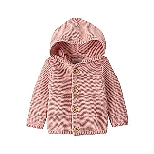 little planet by carter's unisex-baby Organic Cotton Signature Stitch Cardigan, Blush, Newborn