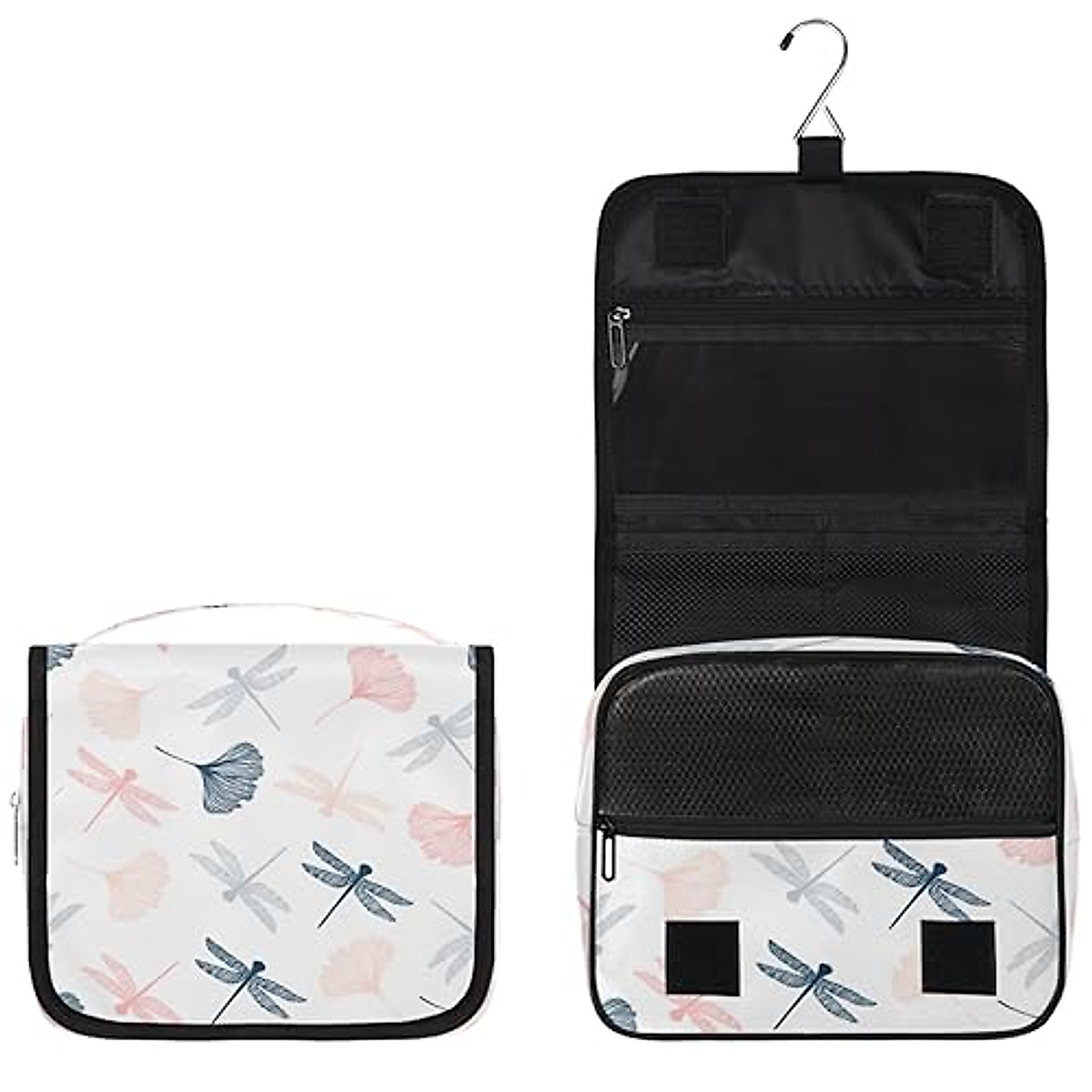 POFATO Dragonflies Ginkgo Leaves Travel Toiletry Bag Cosmetic Makeup Bag for Women Men Hanging Hook Wash Toiletries Portable Toiletry Bags Organizer